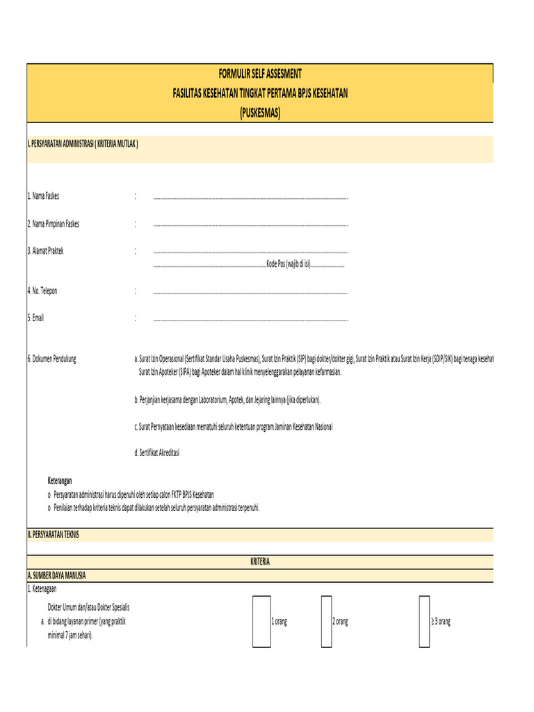 1 - Formulir SA FKTP Rawat Jalan Tahun 2023 - KC | PDF