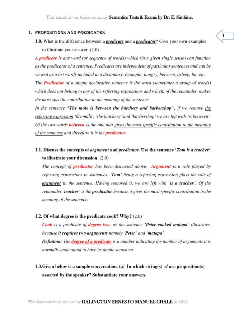 Understanding Predicates and Propositions | PDF | Proposition | Human ...
