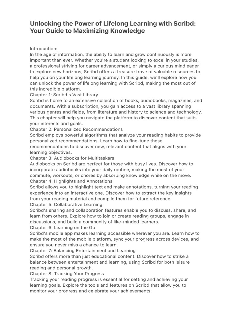 Unlocking The Power of Lifelong Learning With Scribd: Your Guide To | Download Free PDF | Scribd ...