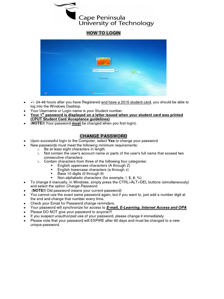 How To Login Cput Wifi | Download Free PDF | Password | Login