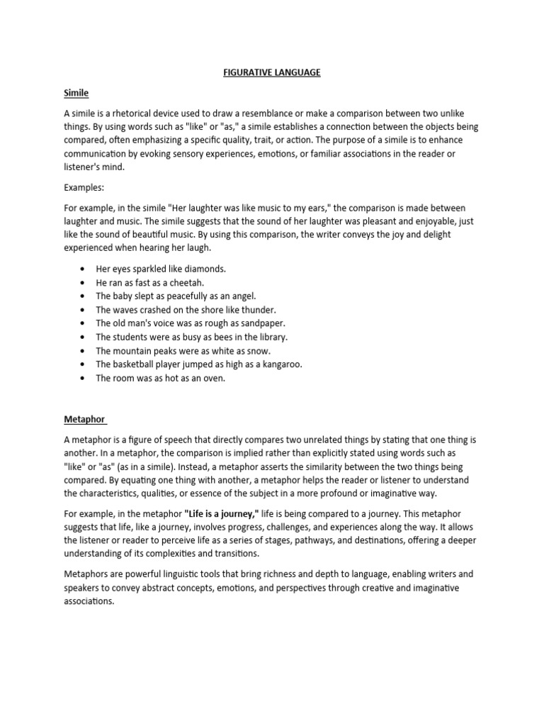 Figurative Language | PDF | Metaphor | Anthropomorphism