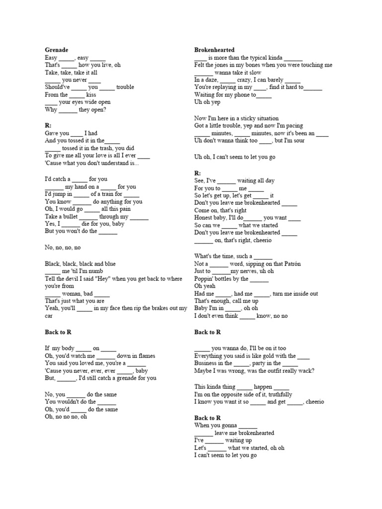 Missing Lyric Bruno Days | PDF