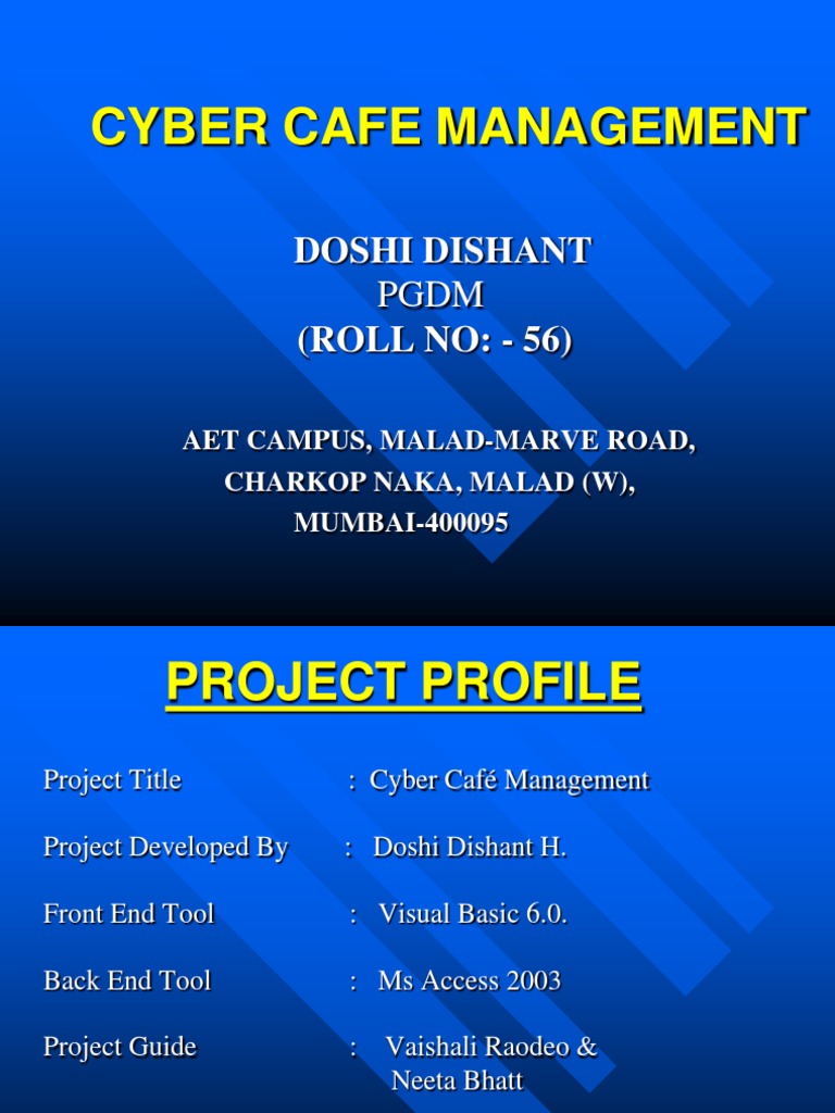Cyber Cafe Management Project | PDF