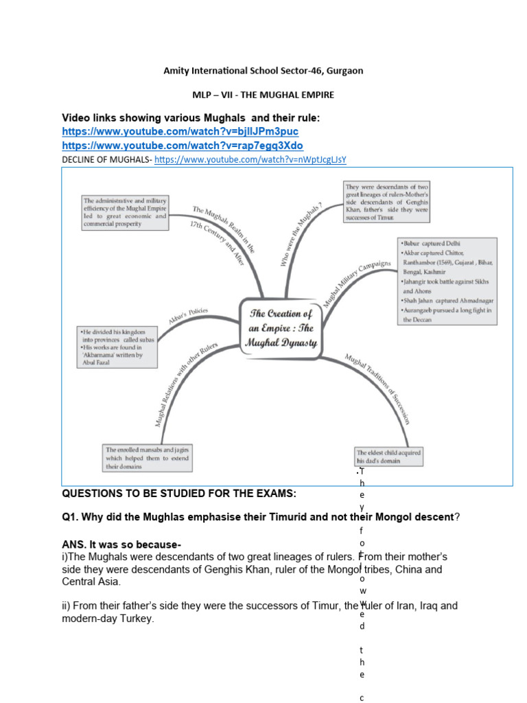 MLP - The Mughal Empire 2023-24 | PDF | Mughal Empire | South Asia