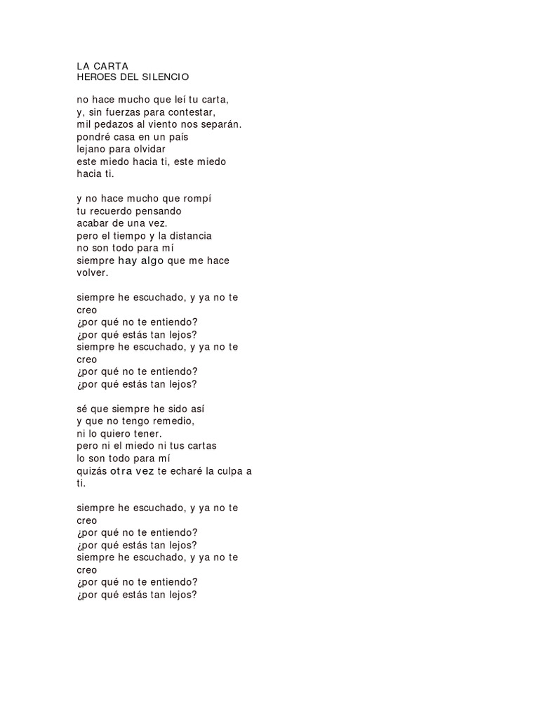 Letra La Carta | PDF | Artes del Lenguaje y Comunicación | Poesía