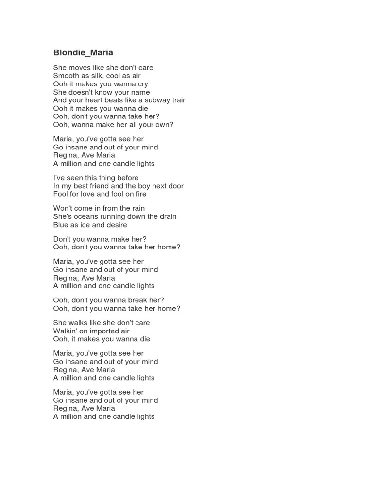 Blondie Maria Letra | PDF