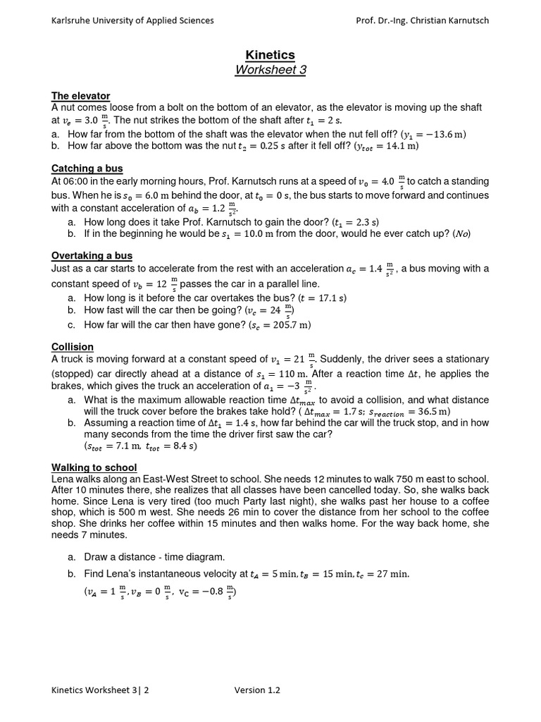 Worksheet 3 - Kinetics 2 | PDF | Classical Mechanics | Applied And ...