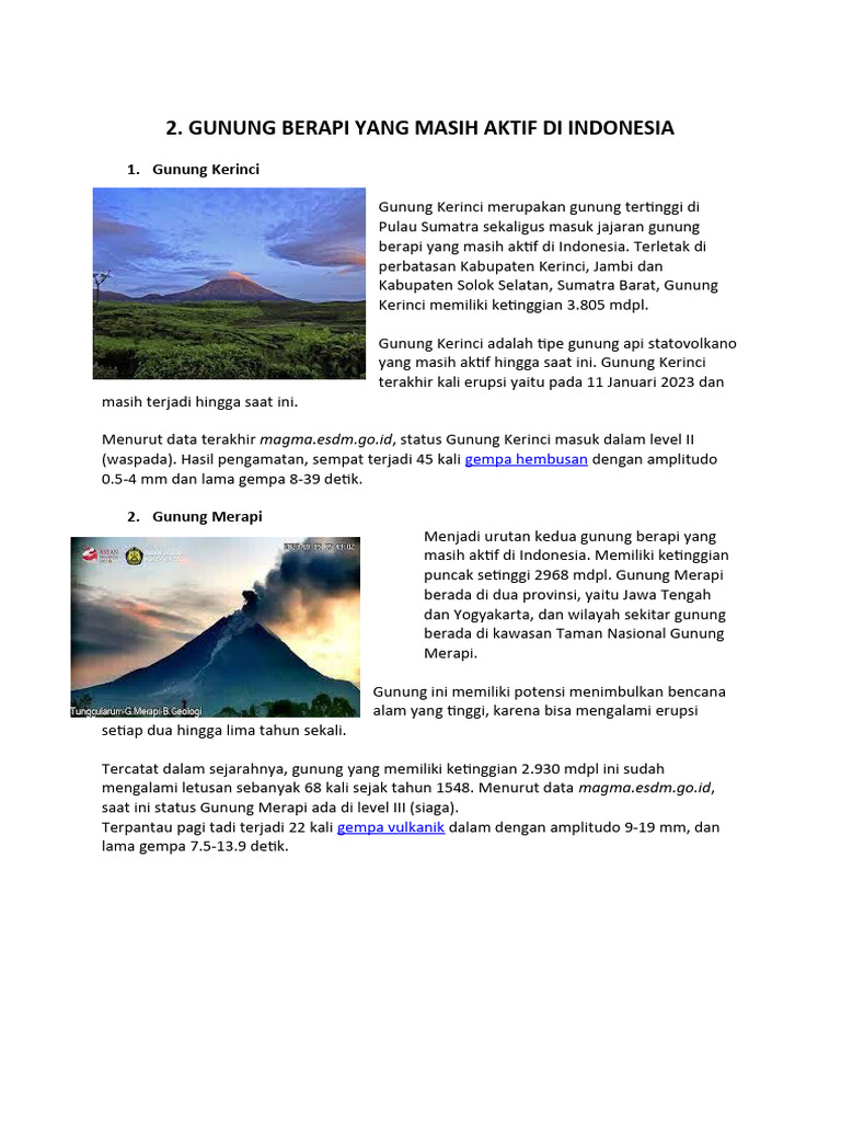 Gunung Berapi Aktif di Indonesia | PDF