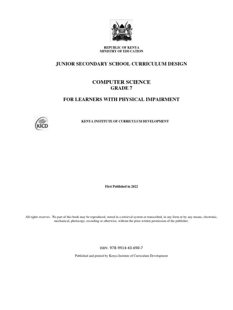 Computer Science Grade 7 Curriculum Design Physical Impairment | PDF ...