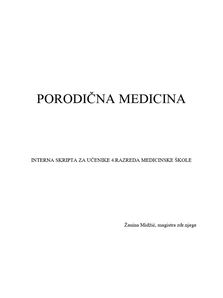 Porodicna Medicina Skripta | PDF