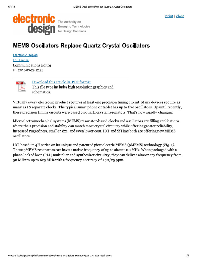 Electronicdesign 9635 Mems Oscillators Replace... RTZ Crystal ...