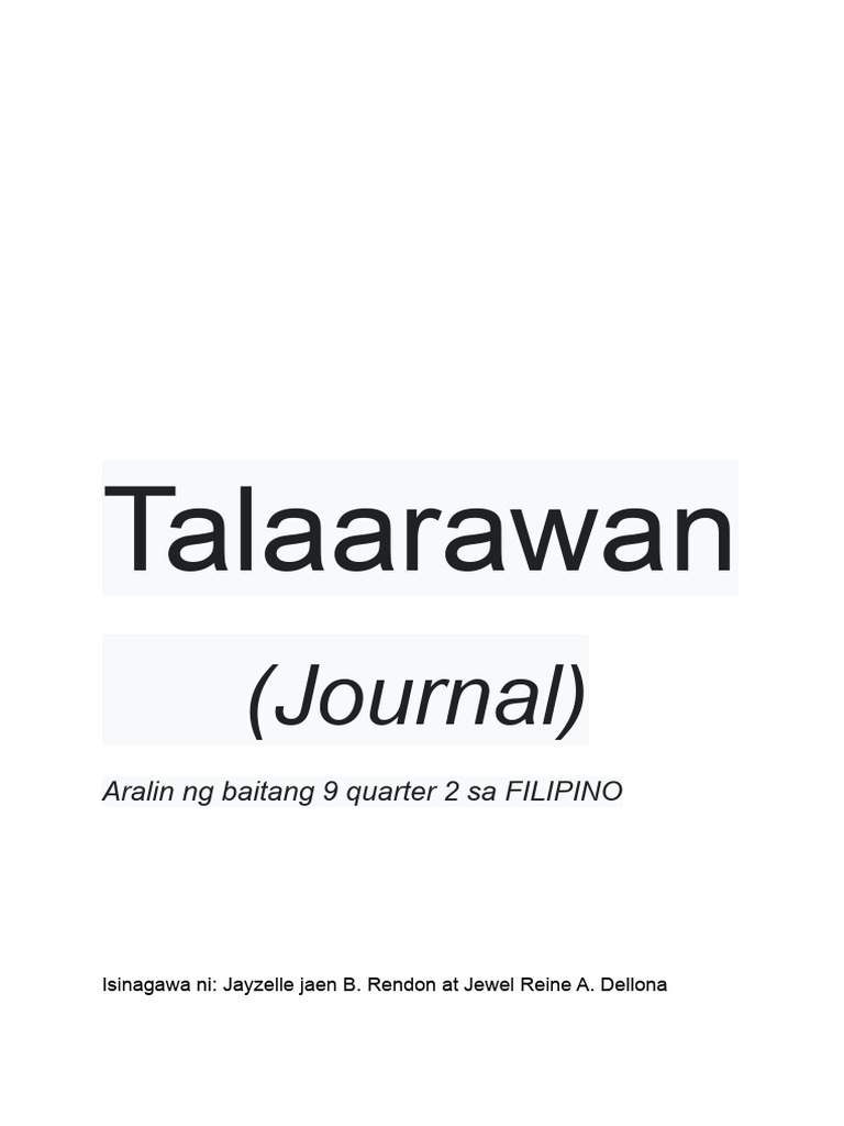 Talaarawan jayzelle and jewel | PDF