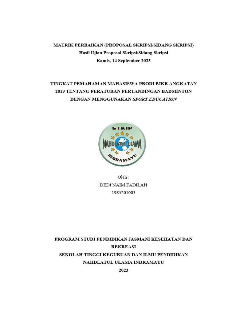 Format Matriks Perbaikan | PDF