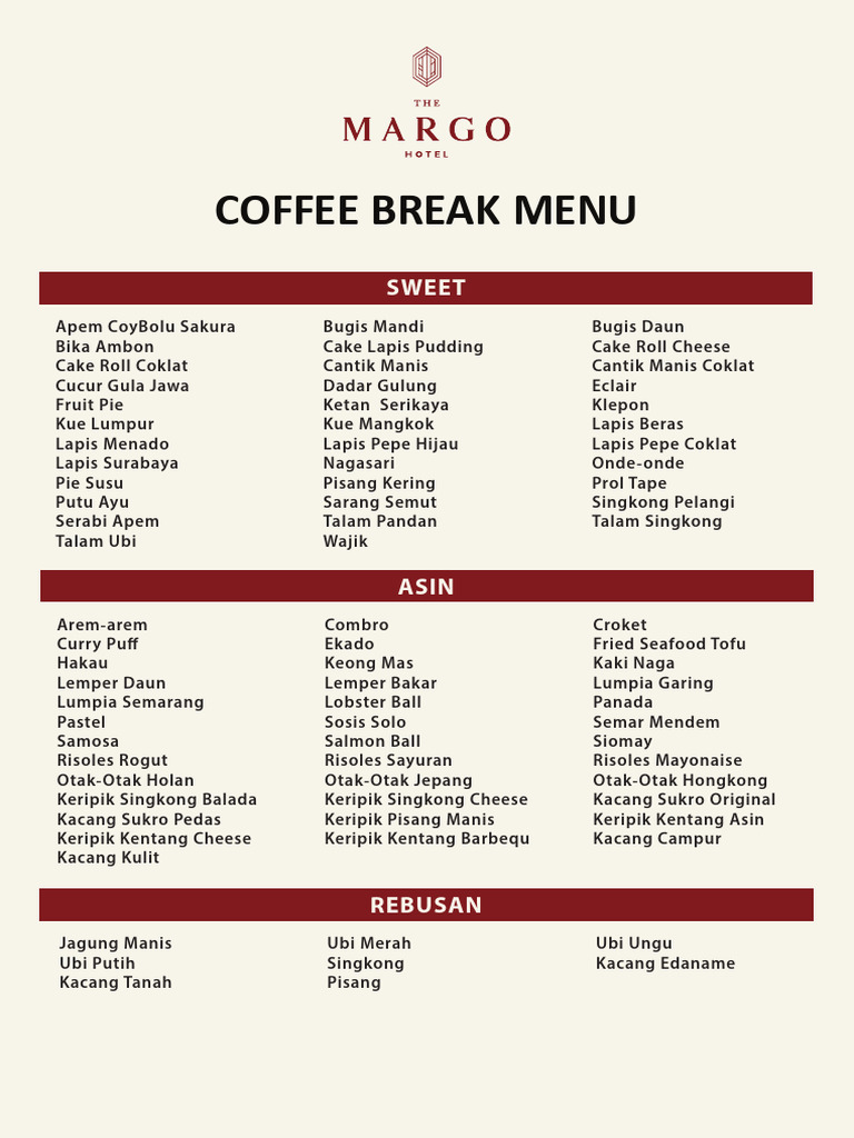 Coffee Break Menu 2019 | PDF