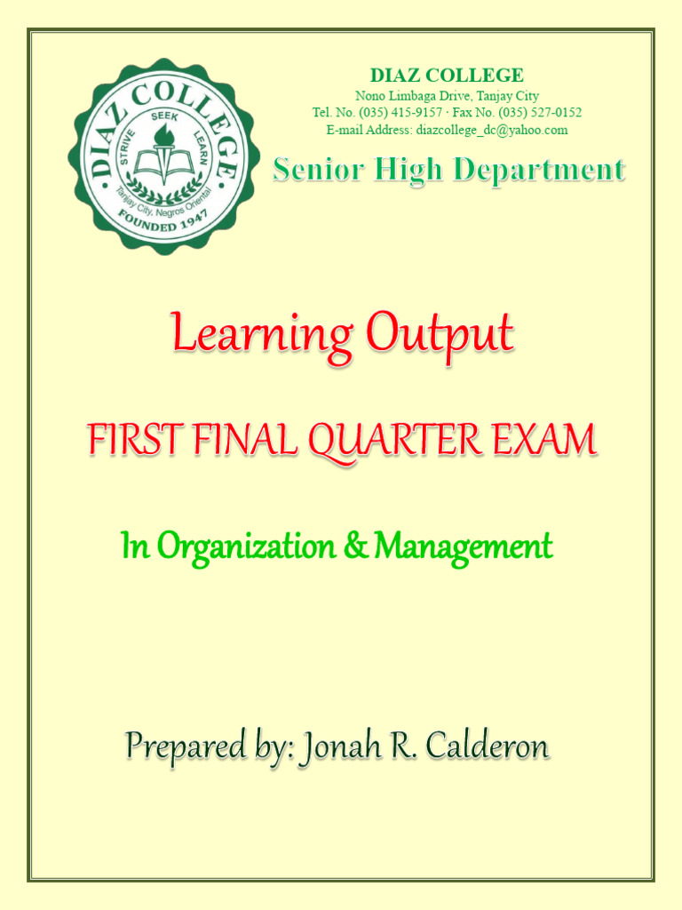 First Final Quarter Exam | PDF