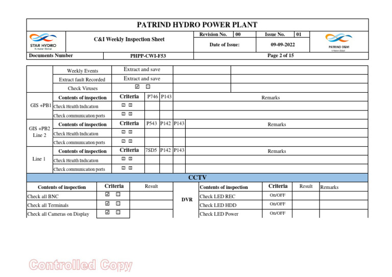 Gis Check Sheet Pdf