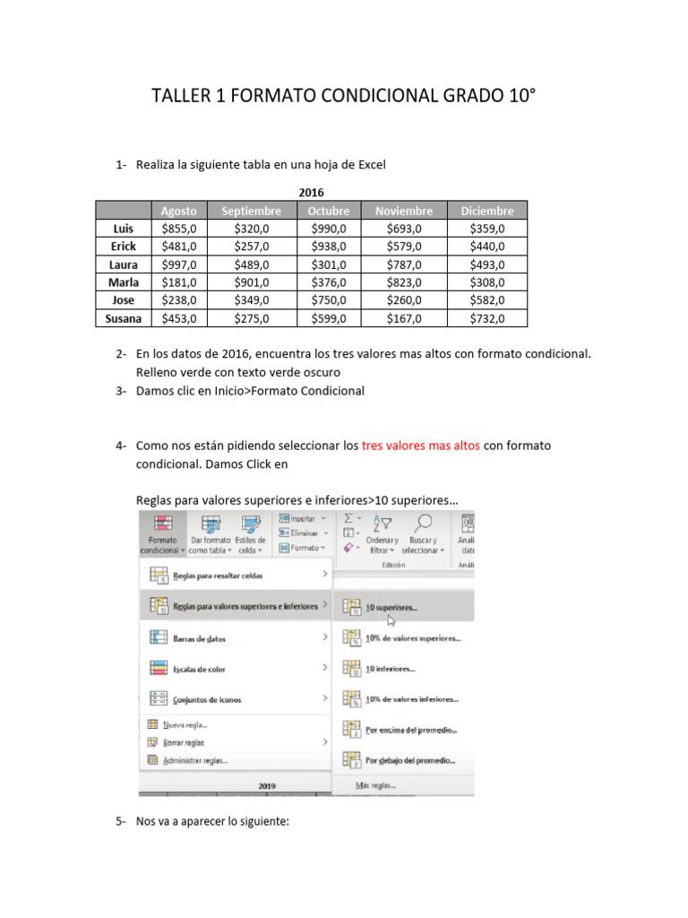 Taller 1 Formato Condicional | PDF