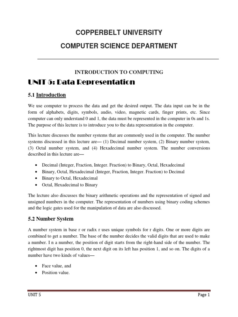 UNIT 5-Data Representation | Download Free PDF | Decimal | Mathematics UNIT 5-Data Representation | Download Free PDF | Decimal | Mathematics