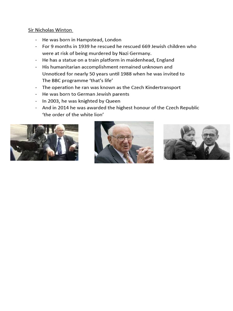 Sir Nicholas Winton | PDF