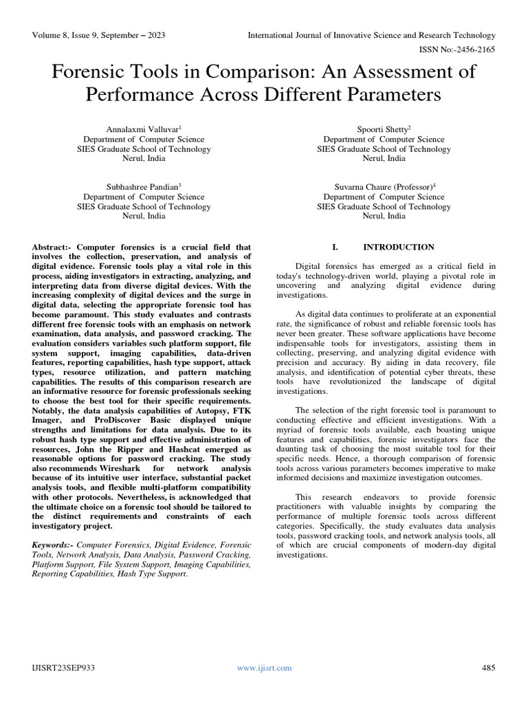 Forensic Tools in Comparison: An Assessment of Performance Across ...