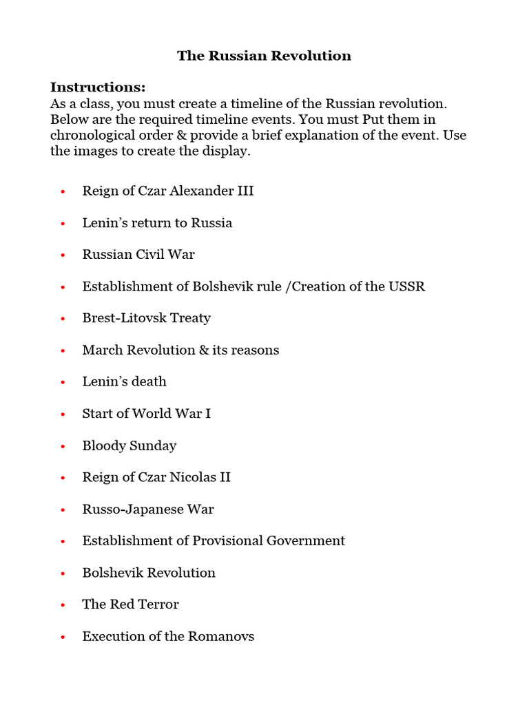 The Russian Revolution in Pictures Activity | PDF