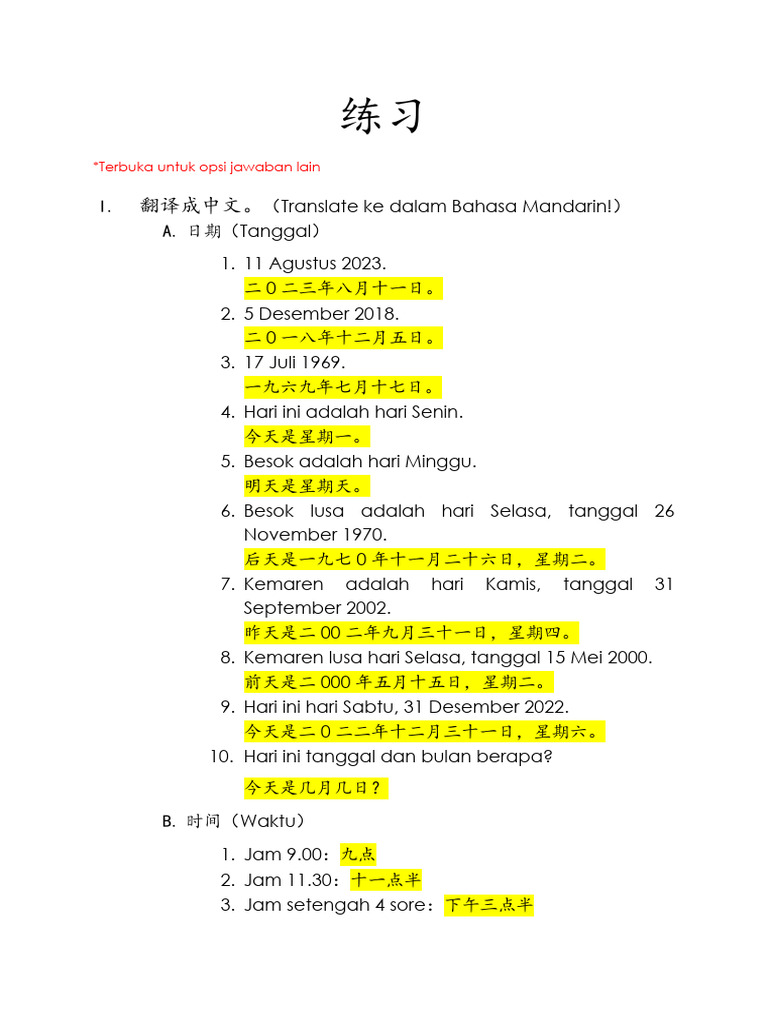 Kunci Jawaban Latihan Soal Kelas 9 - 练习题 9年级 | PDF Kunci Jawaban Latihan Soal Kelas 9 - 练习题 9年级 | PDF