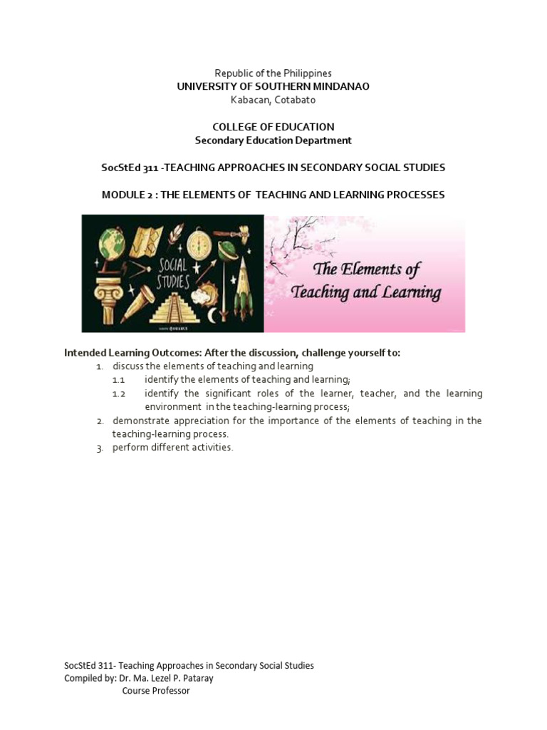 Module 2 Lesson 1 2 3 SocStEd 311 | PDF | Learning | Learning Styles