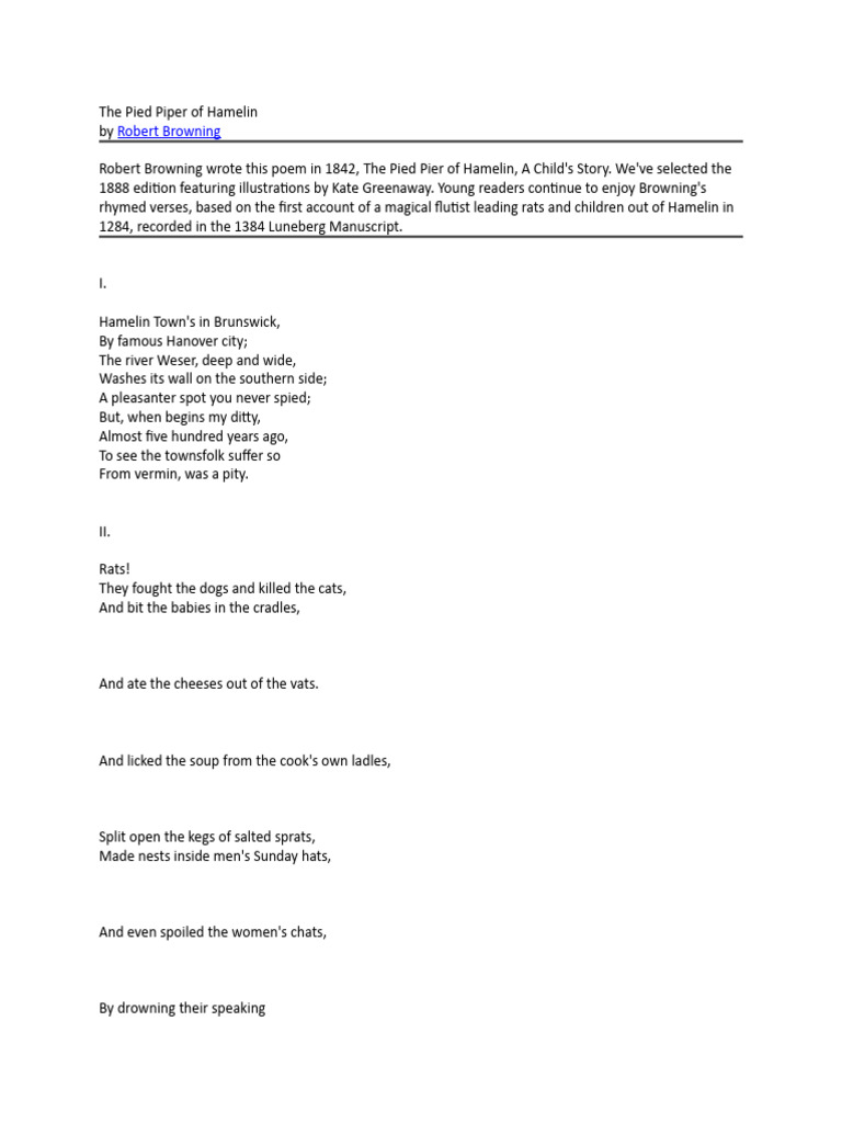 The Pied Piper of Hamelin | PDF | Art