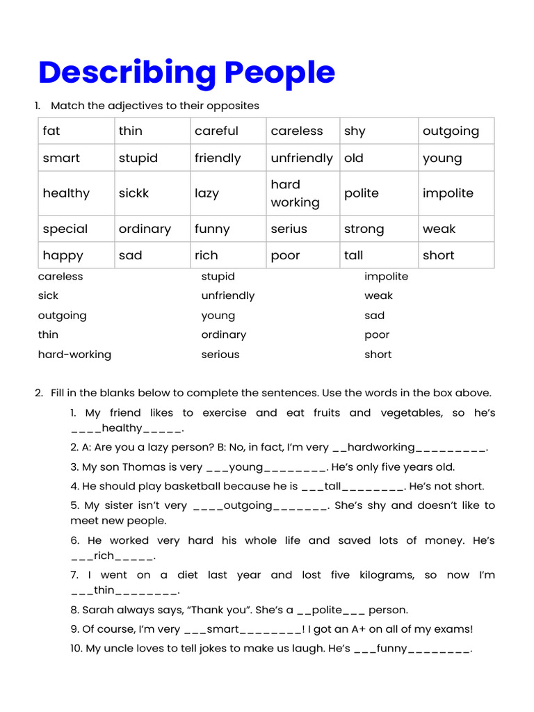 Copia de 2. Describing People | PDF
