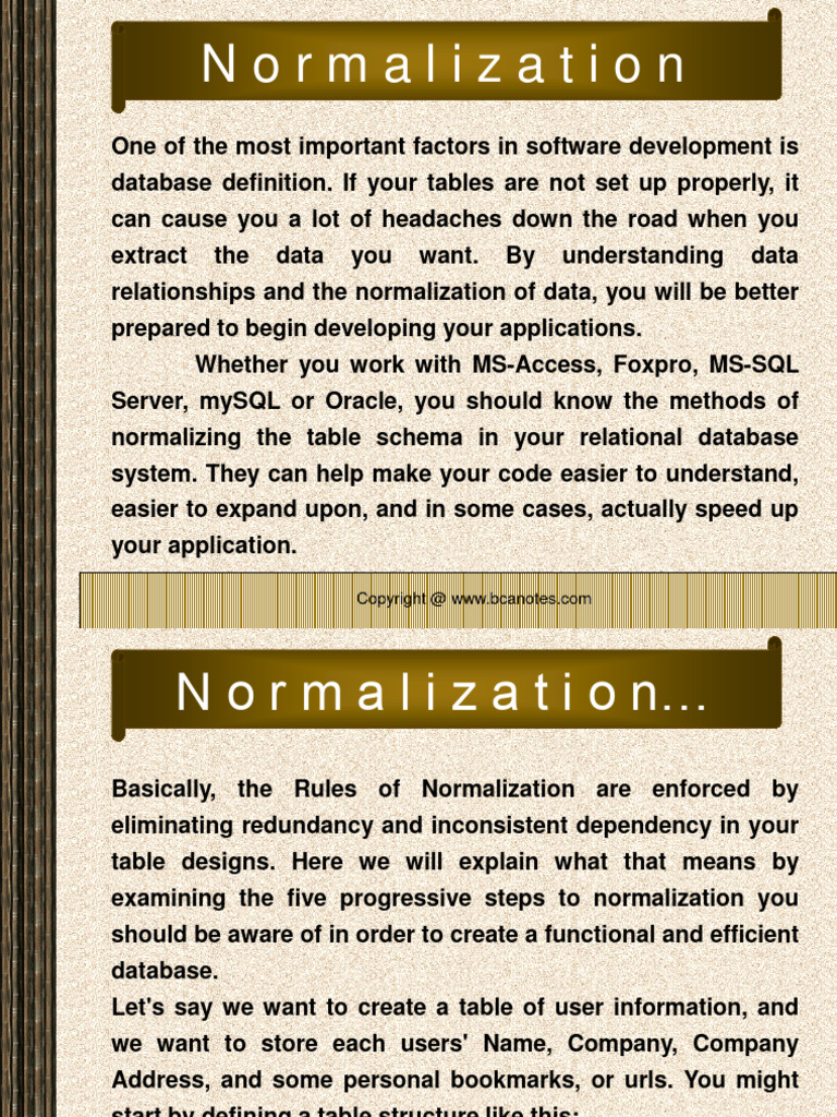 Normalization Pdf Databases Table Database