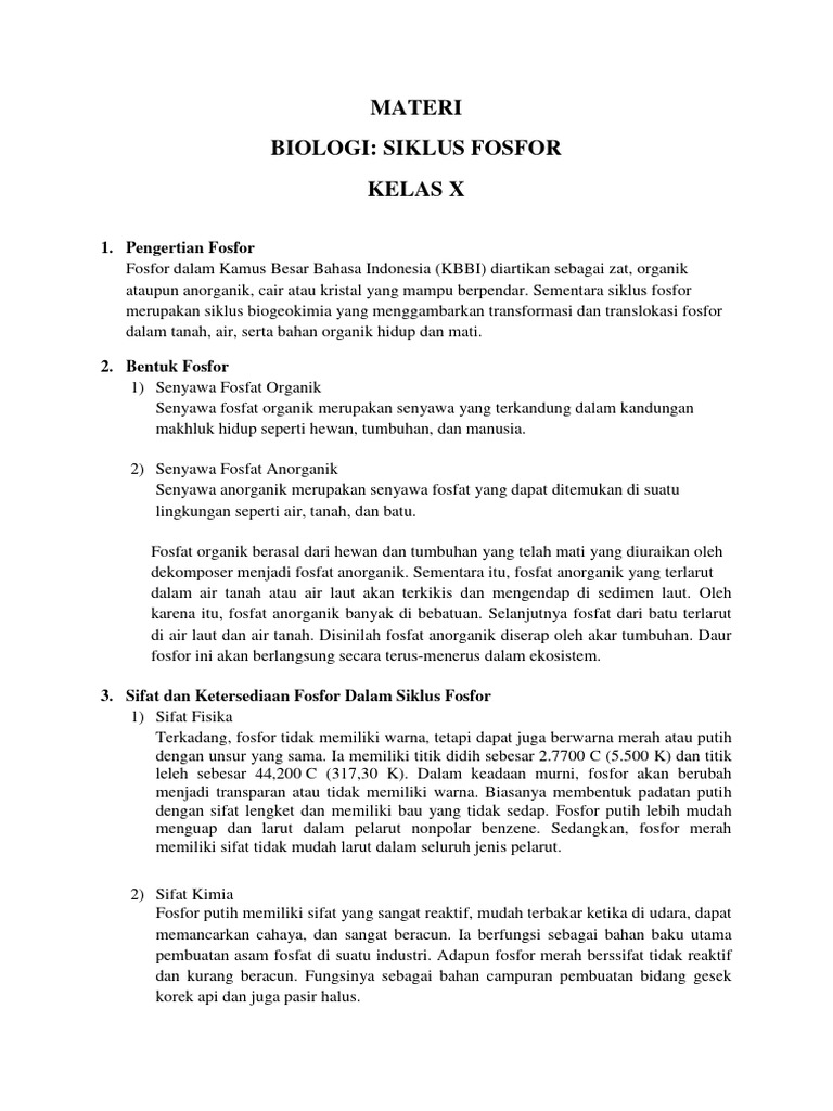 Siklus Fosfor dalam Ekosistem Biologi | PDF