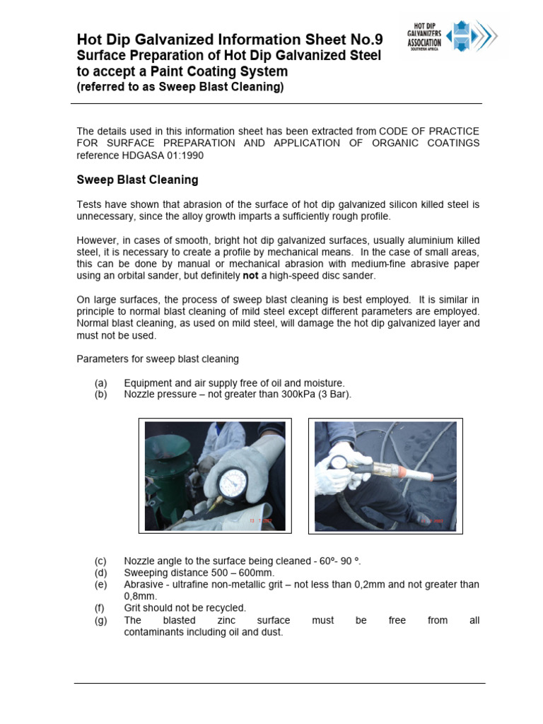 HDGA-Information-Sheet-No9-Sweep-Blast-Cleaning | PDF | Abrasive | Steel