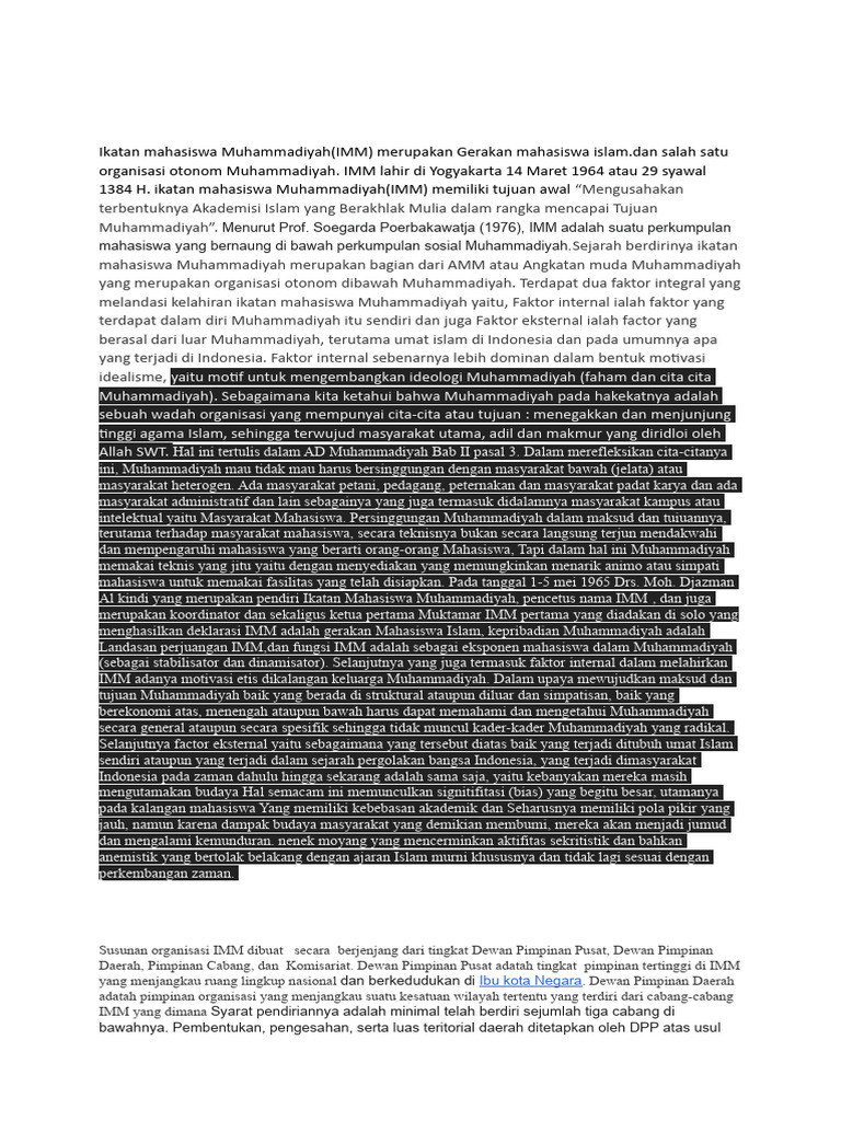Sejarah dan Tujuan Ikatan Mahasiswa Muhammadiyah | PDF