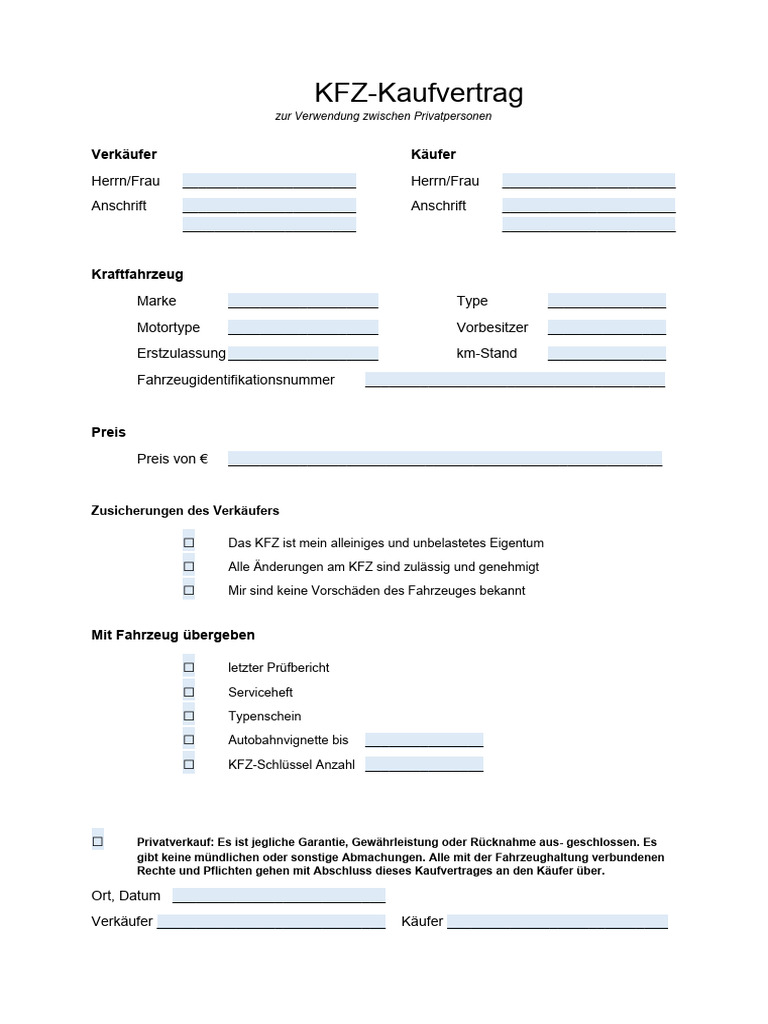 Kfz Kaufvertrag Tv Sd