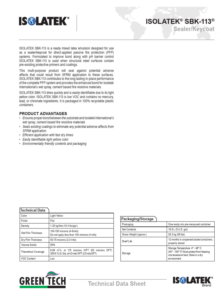 Greentech - Isolatek SBK-113 TDS | PDF | Building Materials ...
