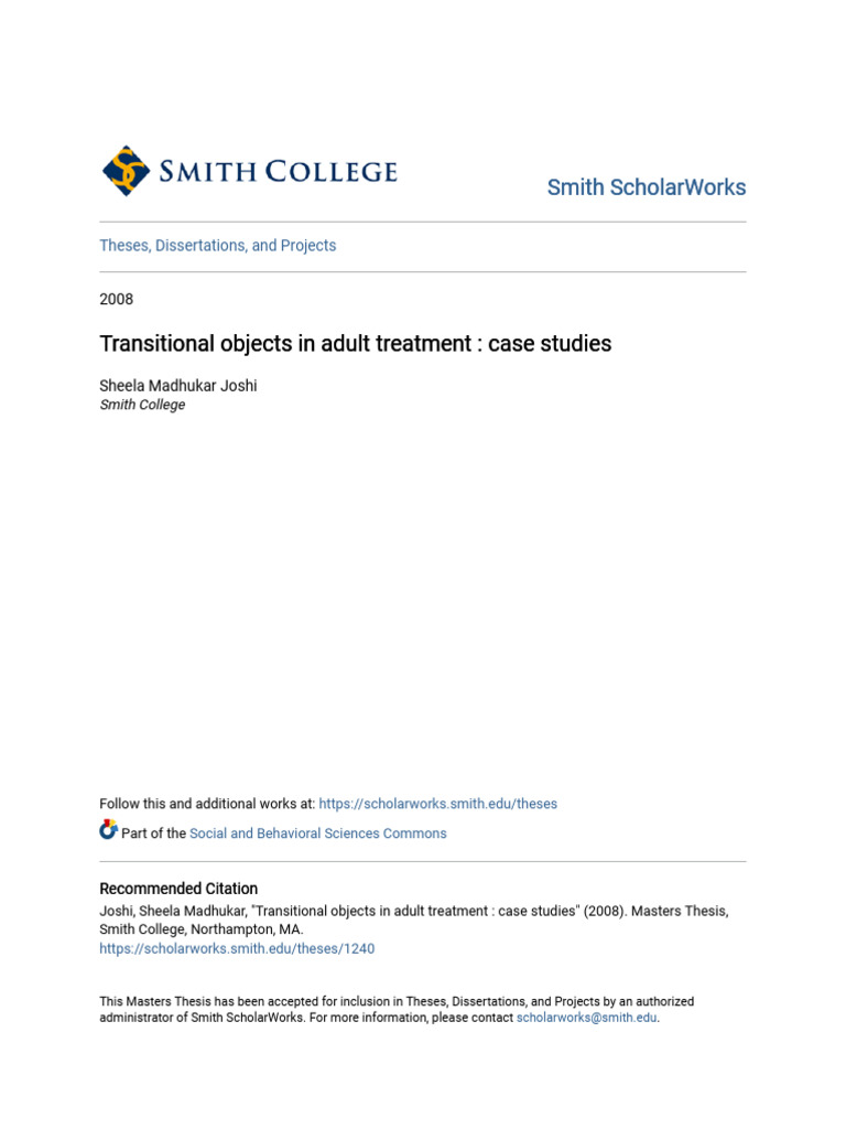 Transitional Objects in Adult Treatment - Case Studies | PDF | Object Relations Theory ...