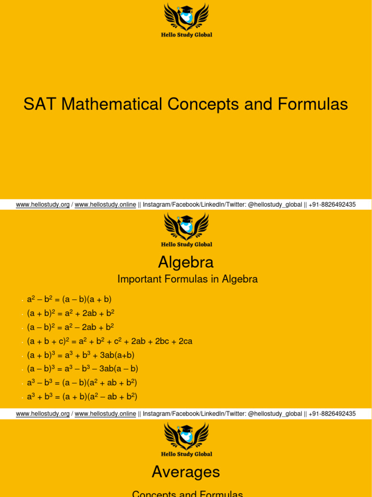 Sat Maths Formulas | PDF | Triangle | Circle