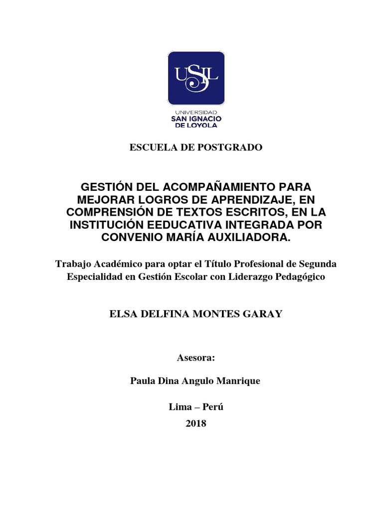 2018 Montes Garay Elsa Delfina | PDF | Enseñando | Maestros