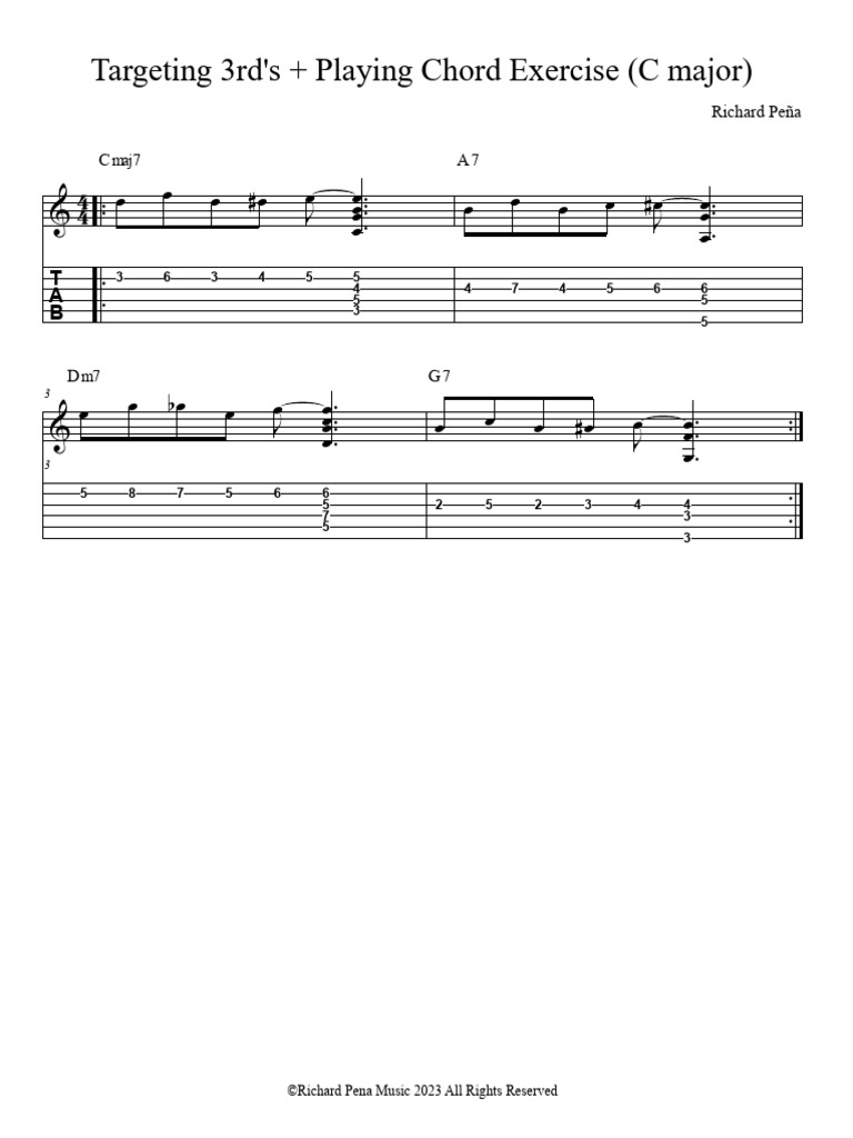 Targeting 3rd's + Playing Chord Exercise (C Major) | PDF