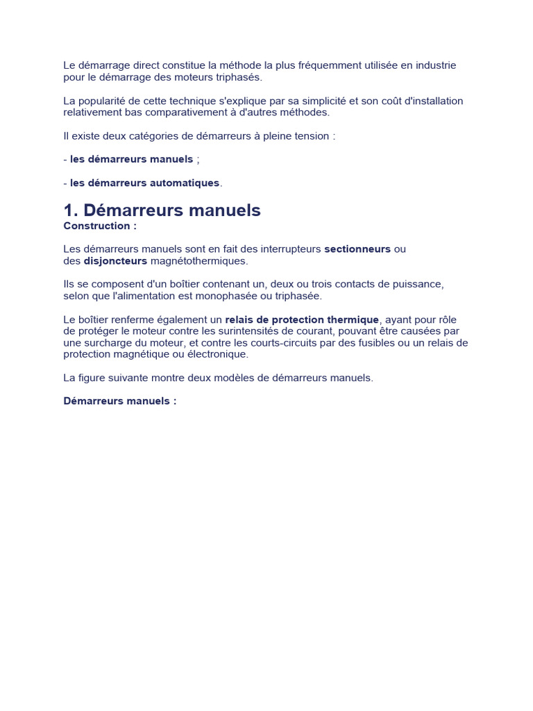 Demarrage Moteur | PDF | Interrupteur | Puissance (physique)