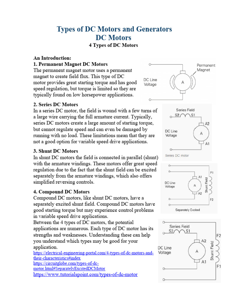 4 Types of DC Motors&Generators | PDF | Electromagnetic Induction ...