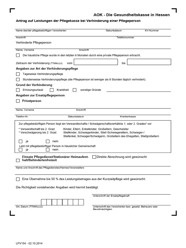 Antrag Verhinderungspflege | PDF