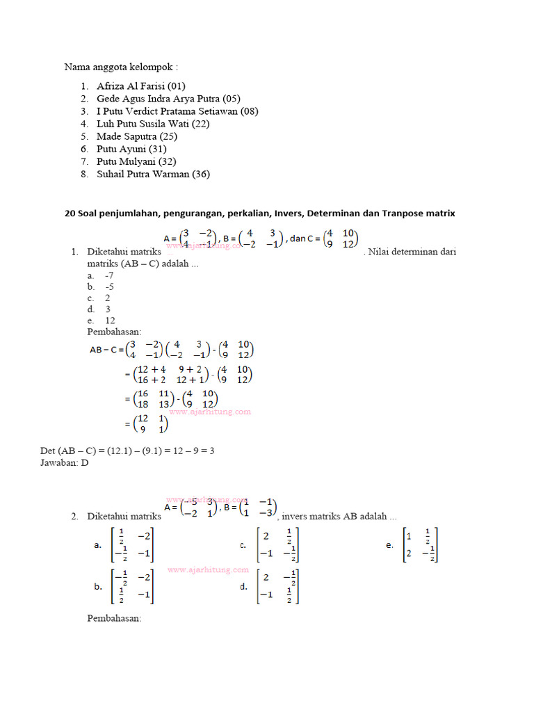 Soal Matrix Pdf 7760