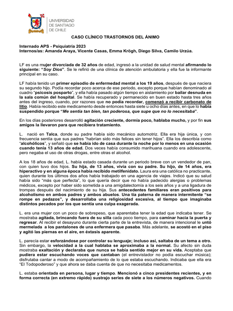 Síndrome Maníaco en Paciente Bipolar | PDF | Manía | Desorden bipolar