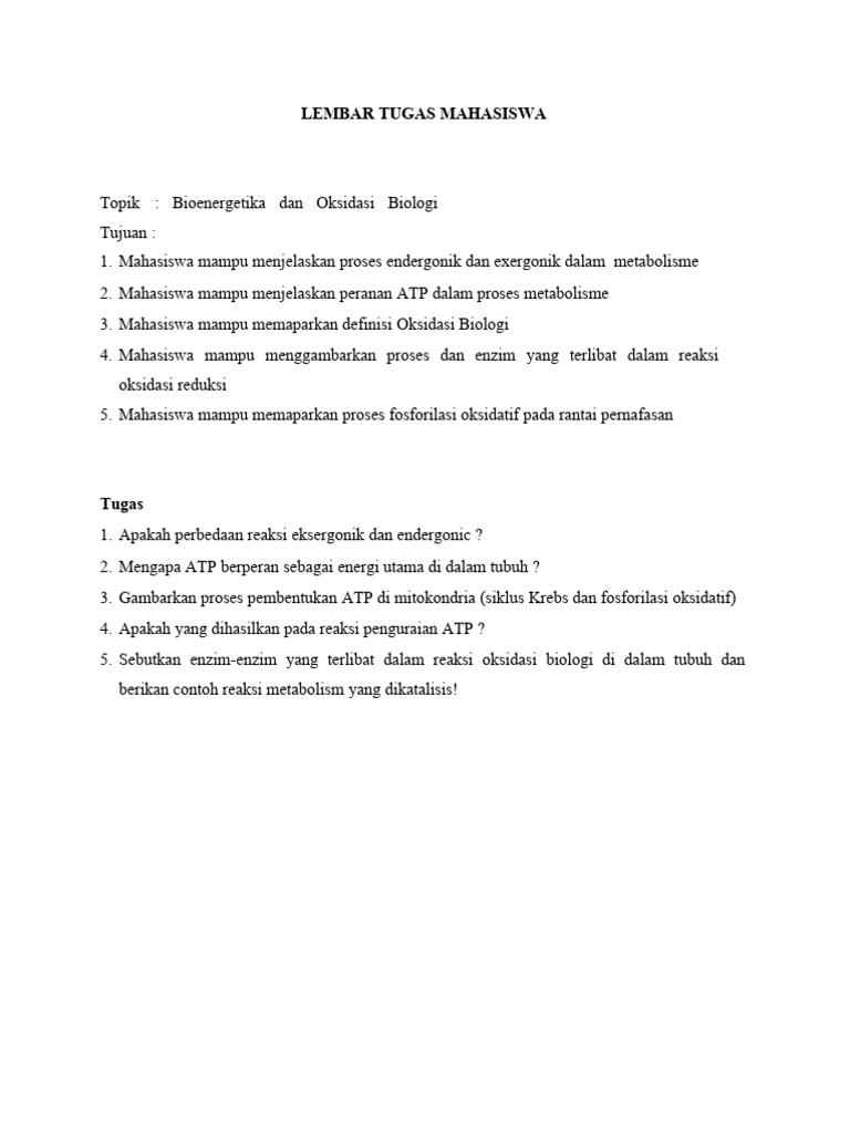 Lembar Tugas Mahasiswa | PDF