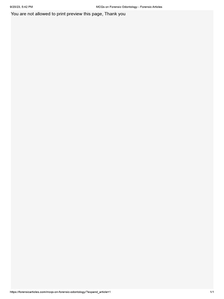 MCQs On Forensic Odontology - Forensic Articles | PDF