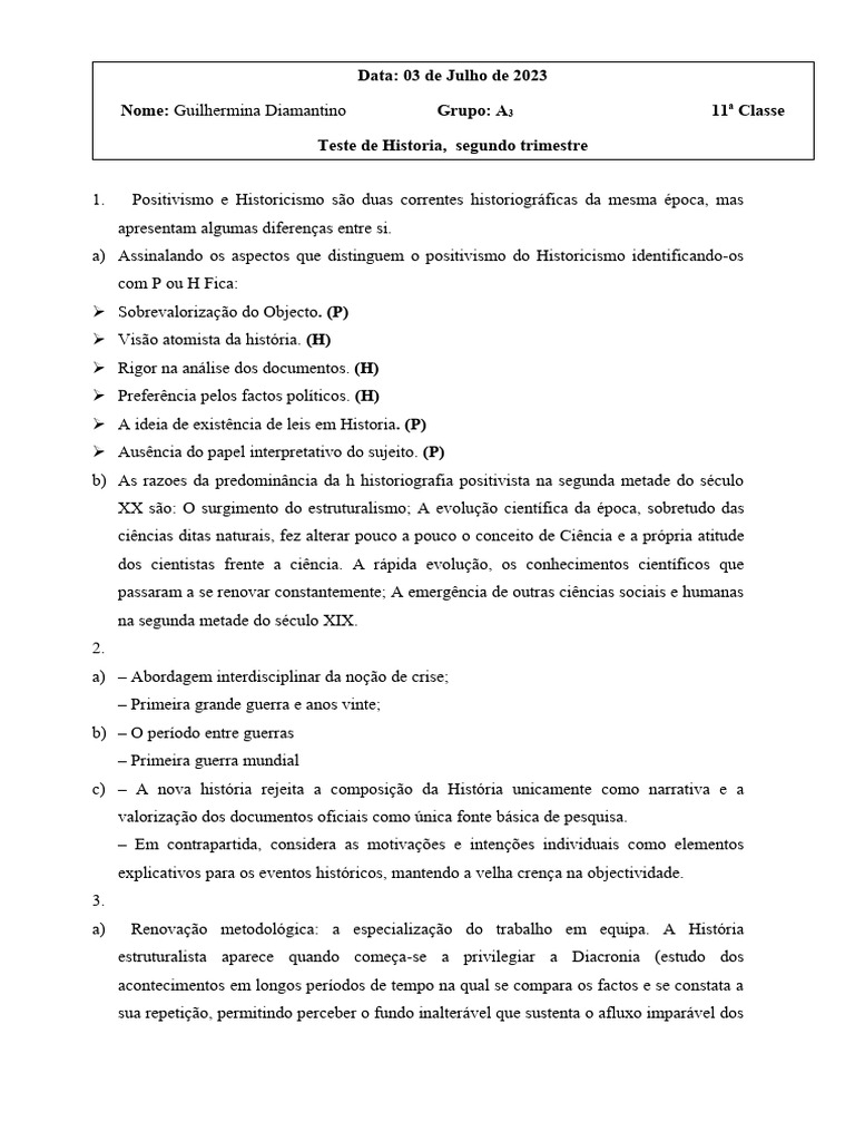 Prova de Historia | PDF | Science | Historiografia