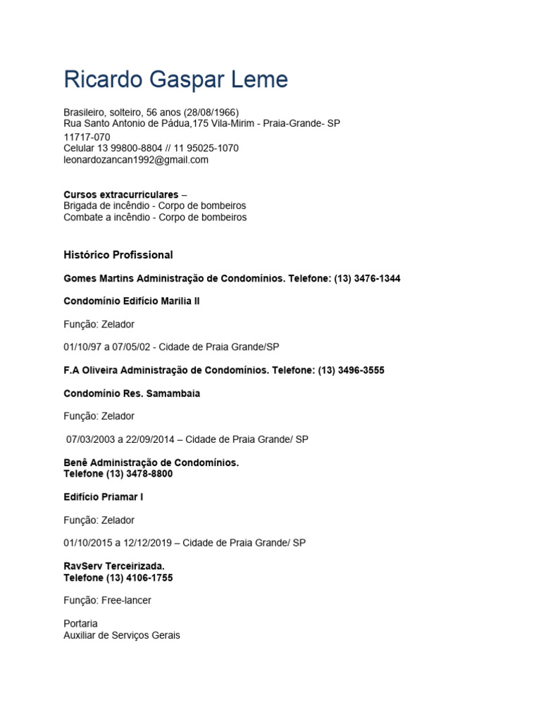 CV Ricardo Gaspar ATUALIZADOO | PDF