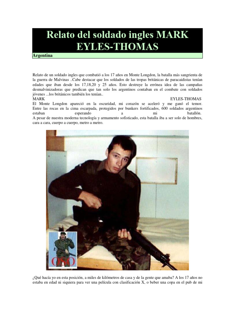 Relato Del Soldado Ingles MARK EYLES | PDF | Batallas | Conflictos del ...