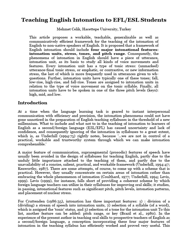 Teaching English Intonation | PDF | Stress (Linguistics) | Word
